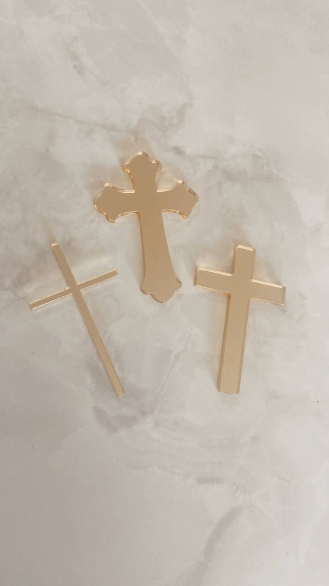 Personalized Acrylic Cross Cake Charm Gold Slim Cross Baptism - Etsy