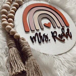 Boho Rainbow Teacher Sign, Teacher Gift, Gift for Her, Personalized ...