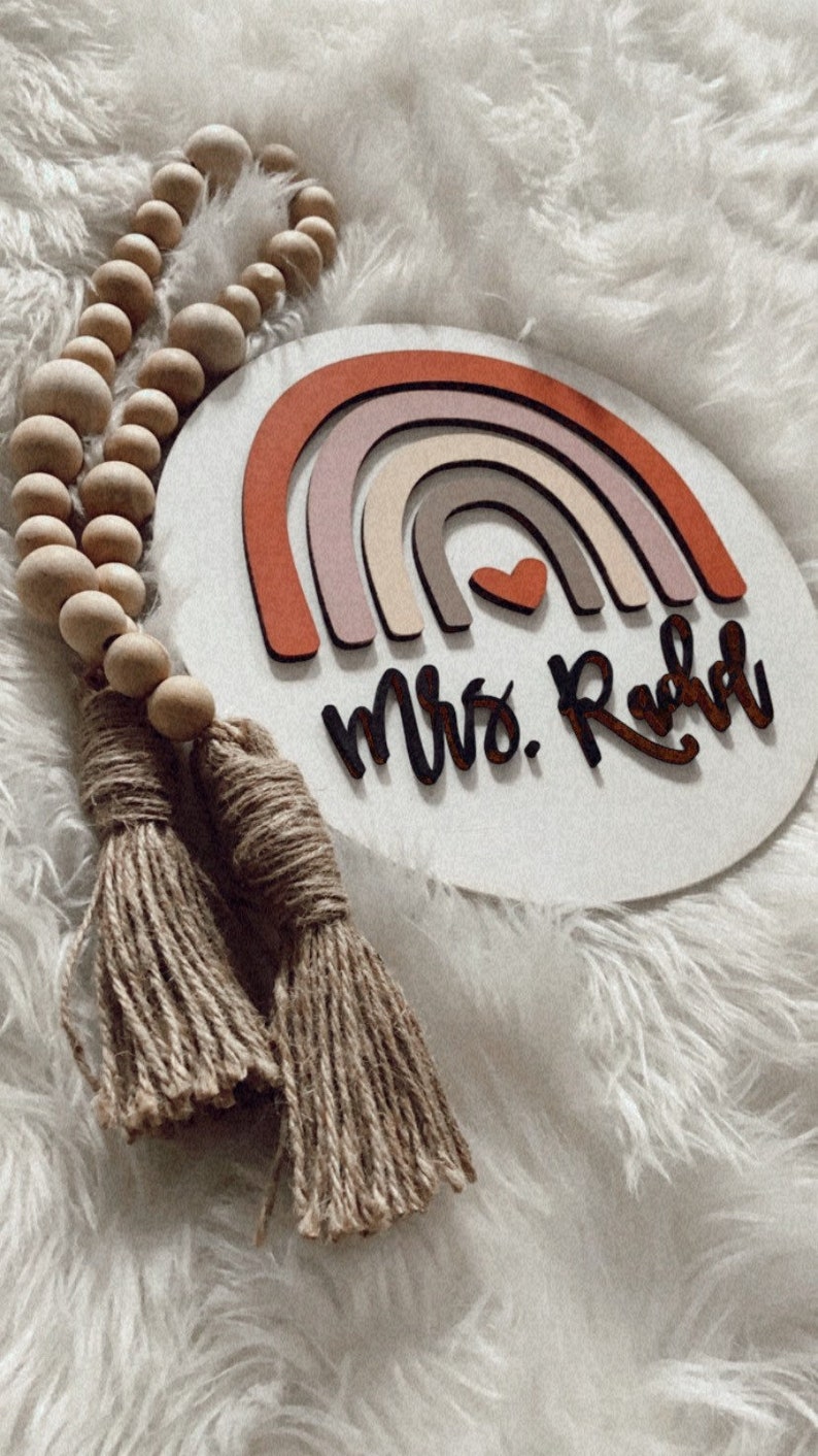 Boho Rainbow Teacher Sign Teacher Gift Gift for Her - Etsy