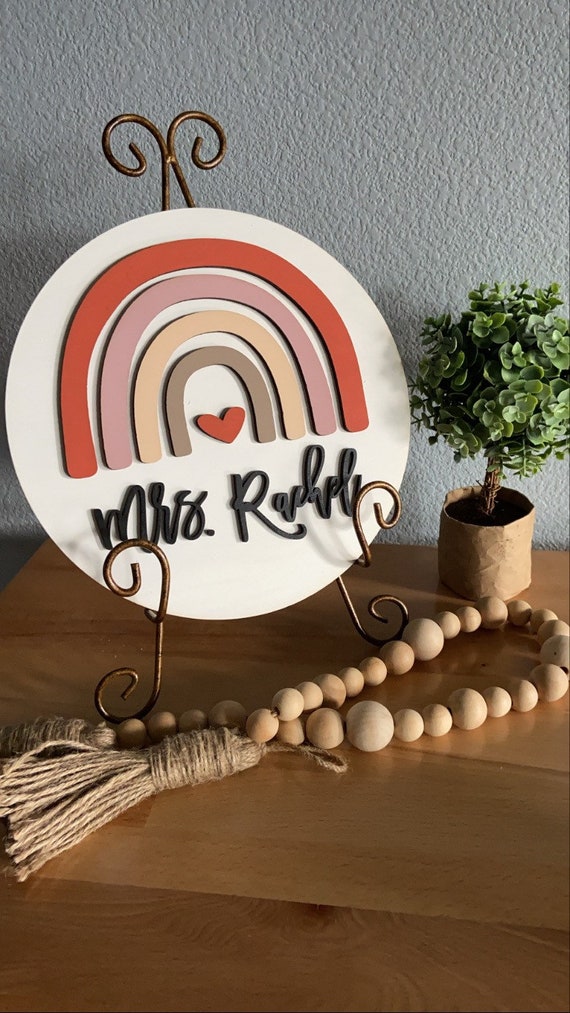 Boho Rainbow Teacher Sign Teacher Gift Gift for Her - Etsy