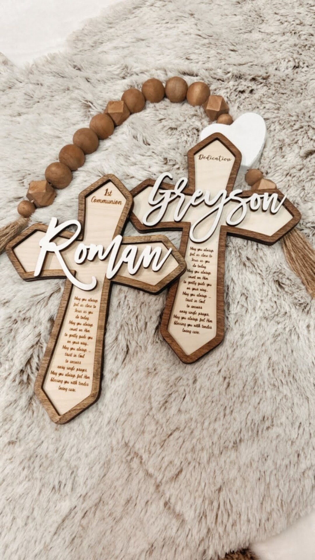 First Holy Communion Personalized Wooden Cross Prayer Baptism Cross Dedication Cross Christening ...