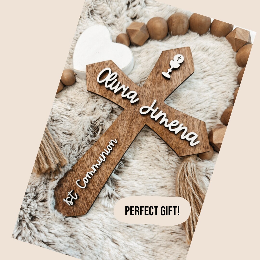 First Holy Communion Personalized Wooden Cross Prayer Baptism Cross ...