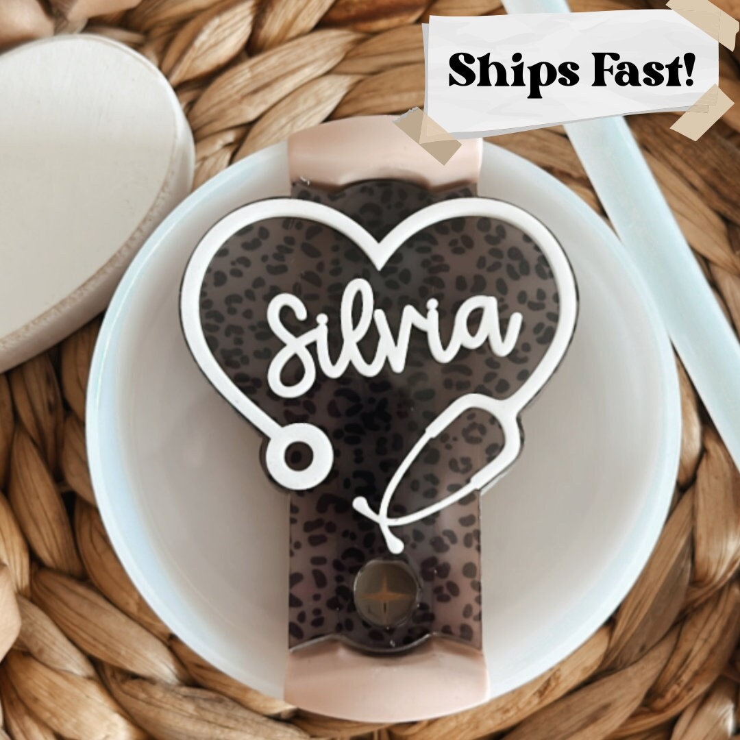 Stanley Tumbler Name Plate for Nurse, Stethoscope Personalized Name ...