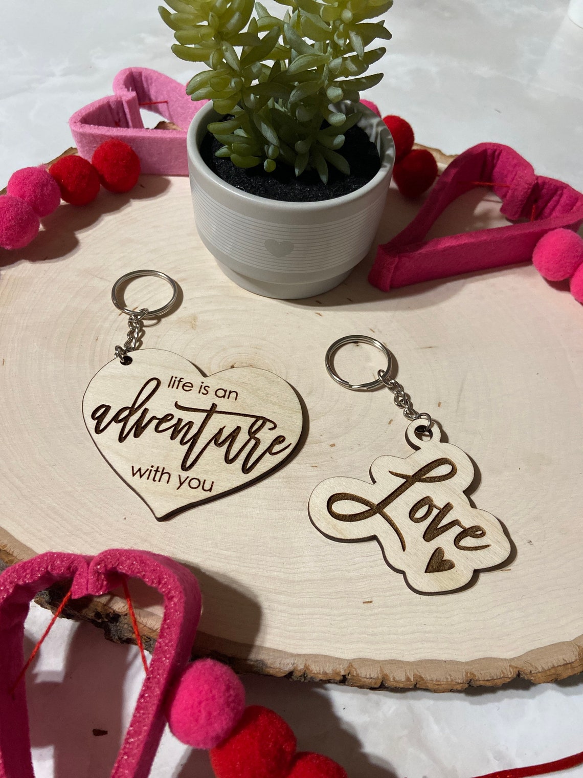 Valentine Keychain Dallas Adventure Keychain Wooden - Etsy