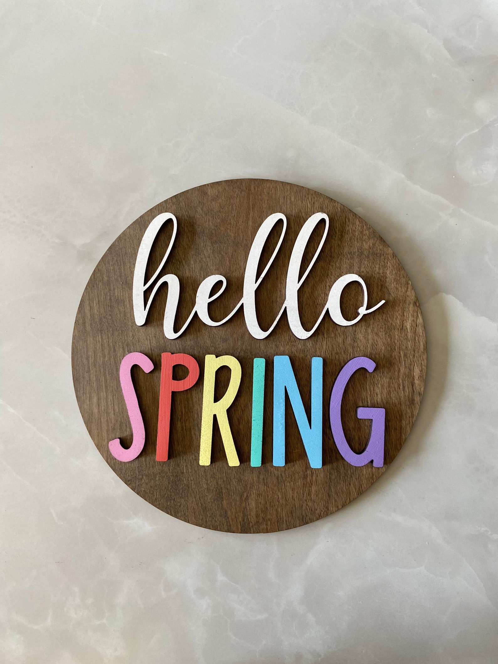 Hello Spring Sign 3D Colorful Sign Wooden Spring Sign - Etsy
