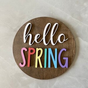 Hello Spring Sign, 3D Colorful Sign, Wooden Spring Sign, Spring Wall ...