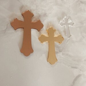 Personalized Acrylic Cross Cake Charm Gold Slim Cross Baptism Cake ...