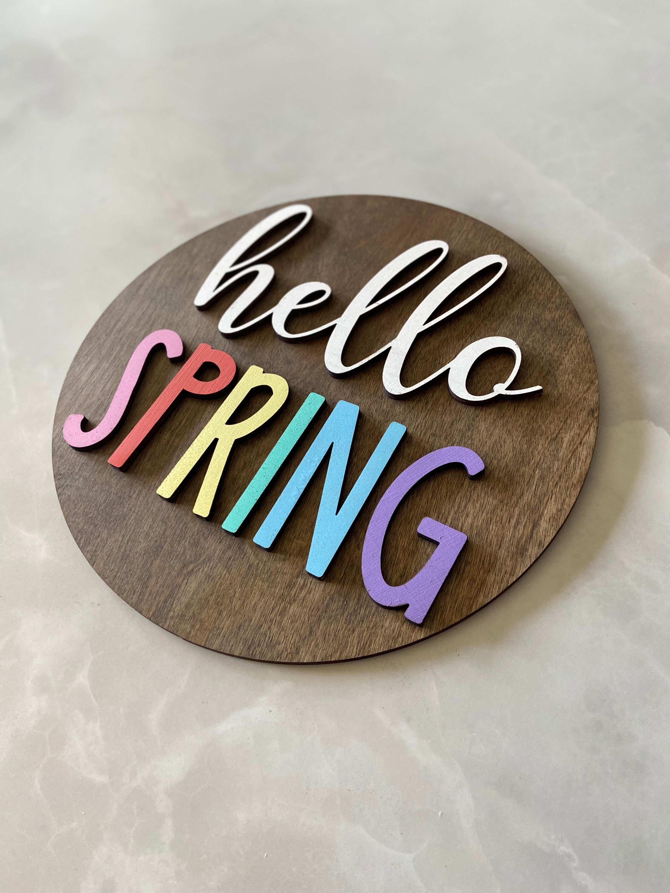 Hello Spring Sign 3D Colorful Sign Wooden Spring Sign - Etsy