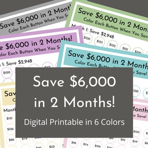 6,000 Savings Challenge in 26 Weeks, Savings Tracker, 6,000 Monthly ...