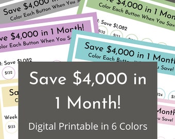 4,000 Money Saving Challenge / Save 4,000 in 31 Days / Savings Tracker ...
