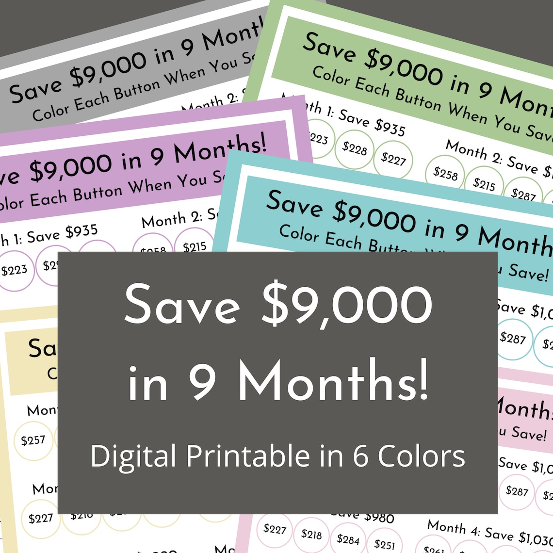 Save 9,000 in 9 Months Digital Money Savings Challenge Printable ...