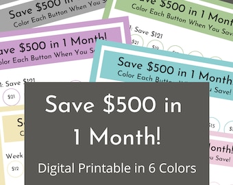 500 Dollar Savings Challenge, Save 500 Dollars in 30 Days, 30 Days ...