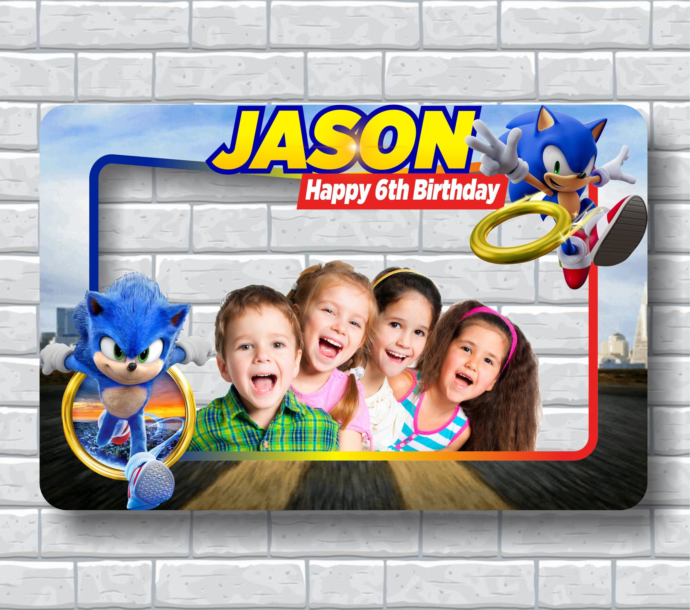 Sonic Photo Booth Frame Sonic Birthday Party Superhero Photo Etsy