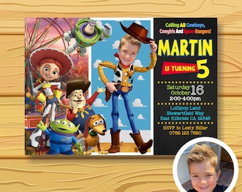 Toy Story Invitation Chalkboard Blue Green // Toy Story Birthday Party ...