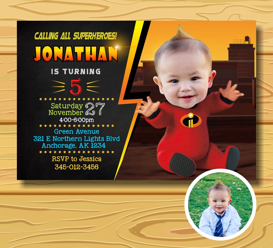 The Incredibles Birthday Invitation: Baby Jack Photo (digital File) - Etsy