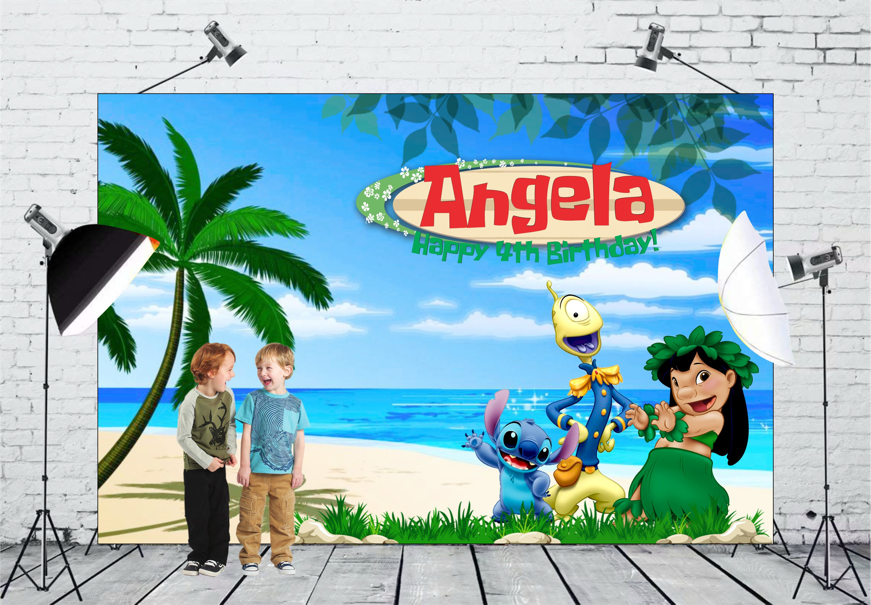 Lilo and Stitch Birthday Backdrop: Party Photo Booth Frame (DIGITAL ...