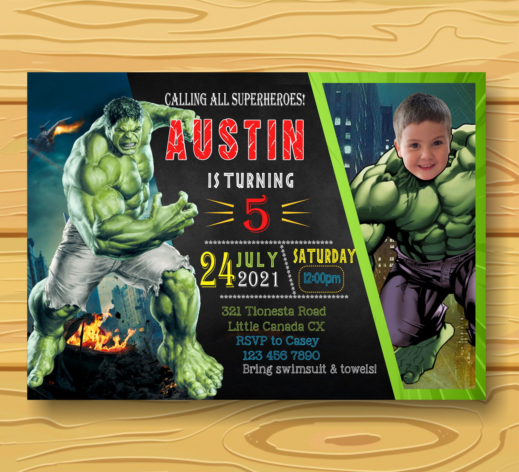 Hulk Birthday Invitations Templates