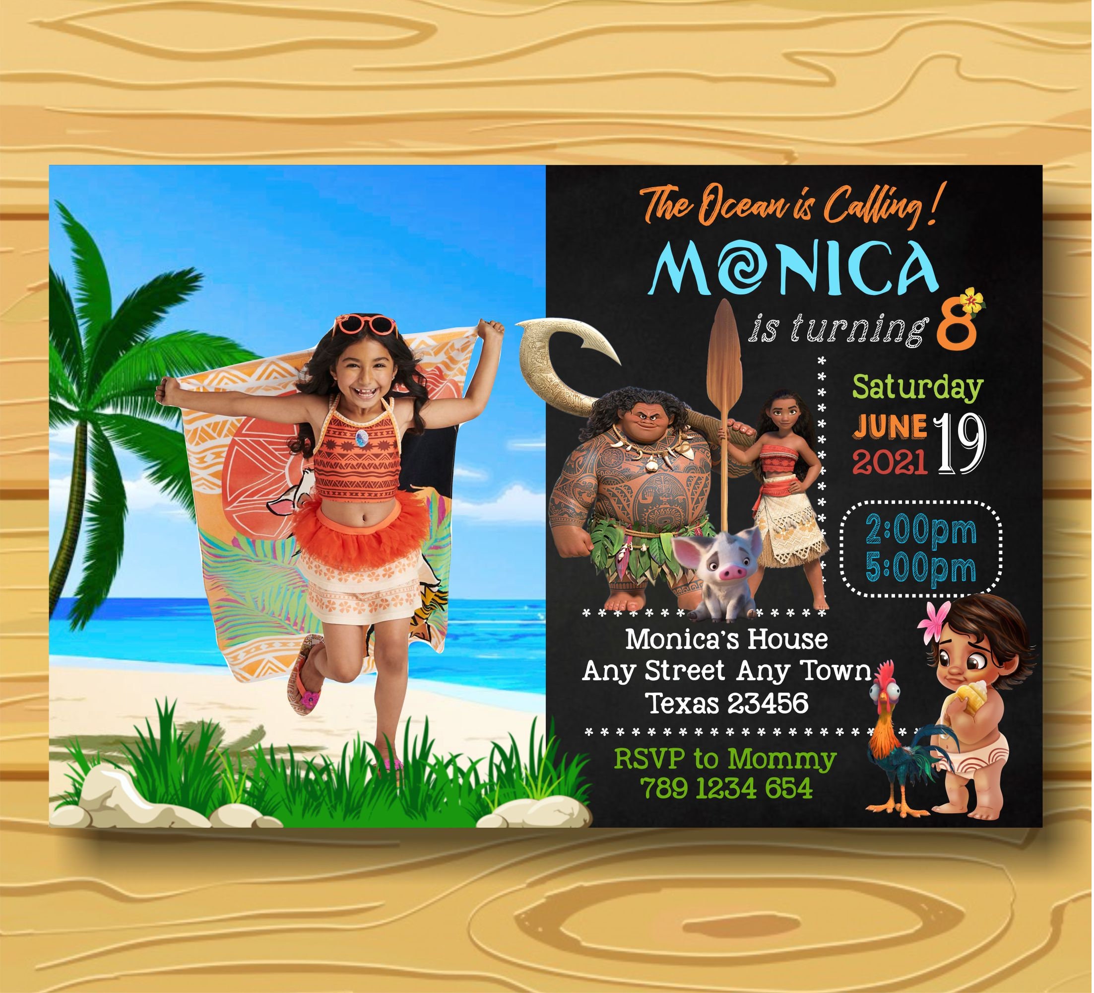 Invitación de cumpleaños de Moana invitación de Moana fiesta | Etsy