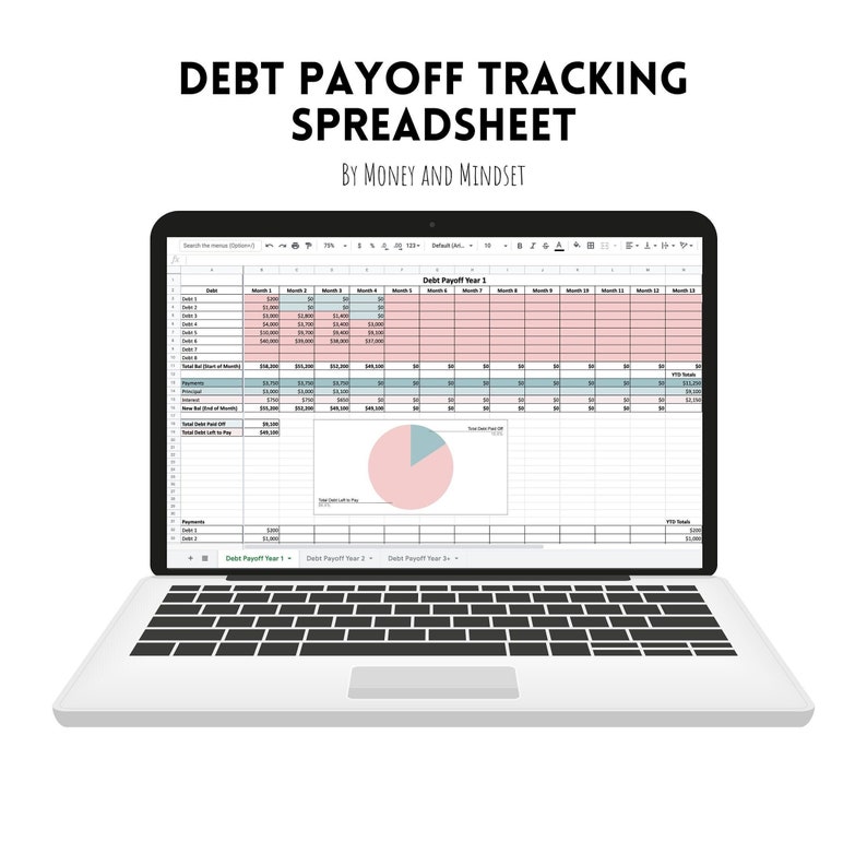Debt Payoff Tracking Spreadsheet - Etsy