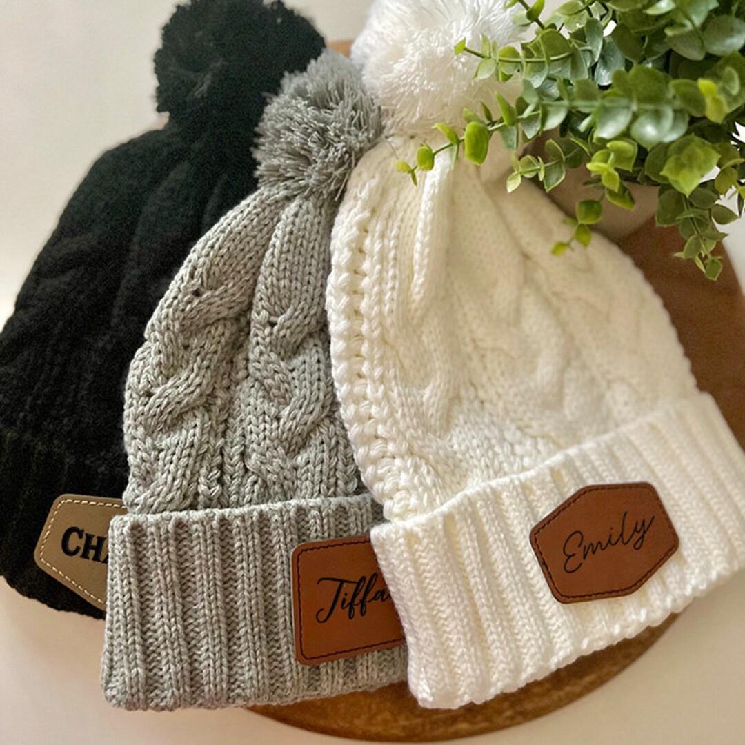 Customizable Pom Cable Knit Beanies - Add Your Personalized Touch - Etsy