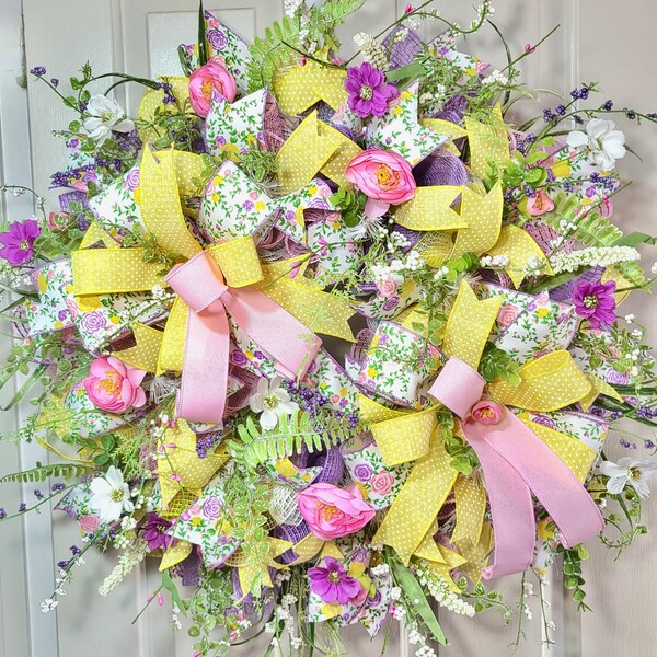 Spring Deco Mesh Wreath - Etsy