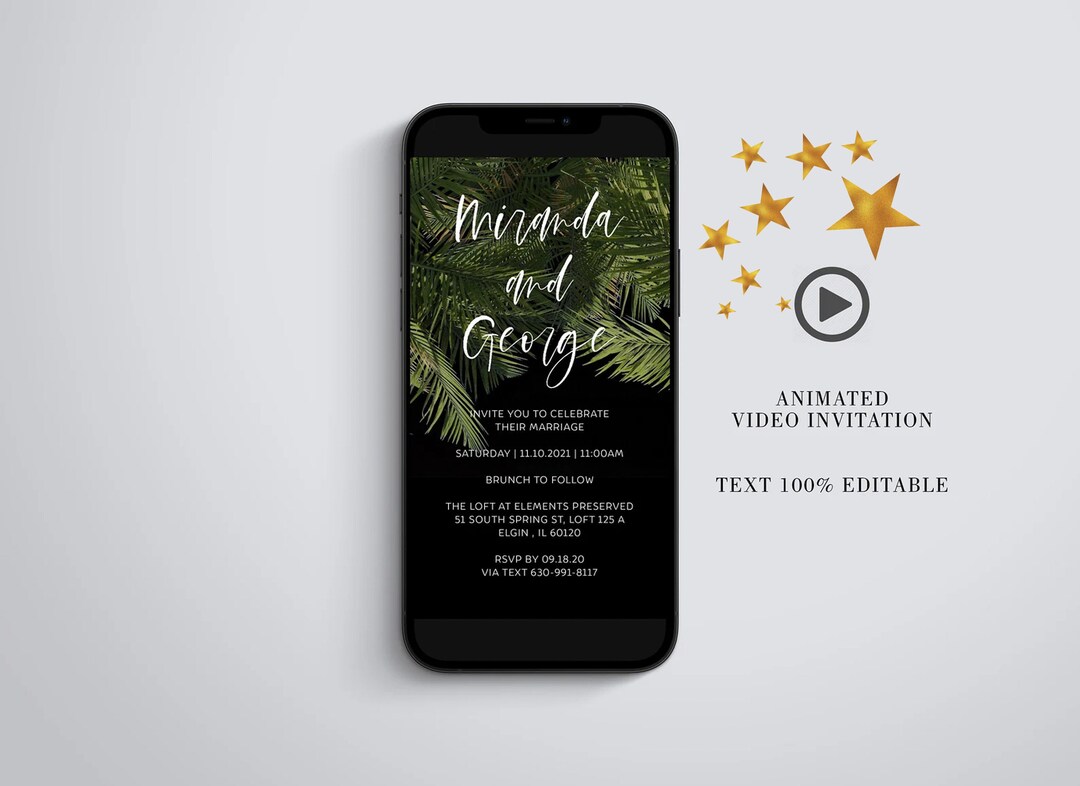 Tropical Wedding Video Invitation | Editable Animated E-card | Digital ...