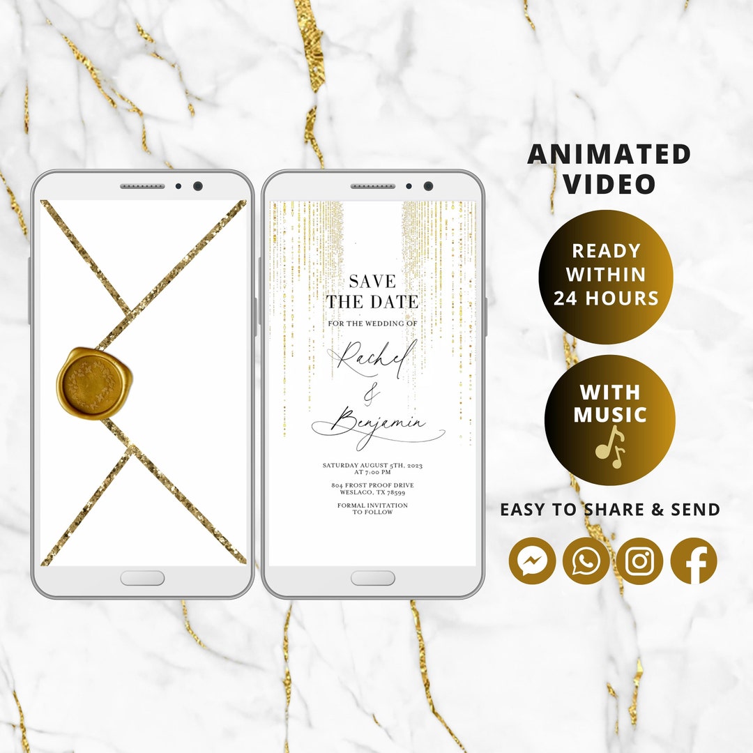 Wedding Video Invite, Electronic Animated Wedding Invitation, Custom ...