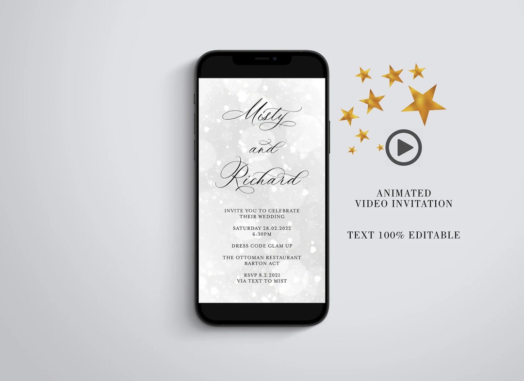 Hearts Wedding Video Invitation, Electronic All White Wedding Animated ...