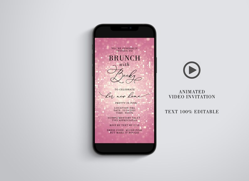 Convite em Vídeo para Festa de Inauguração de Casa Rosa com Glitter ...