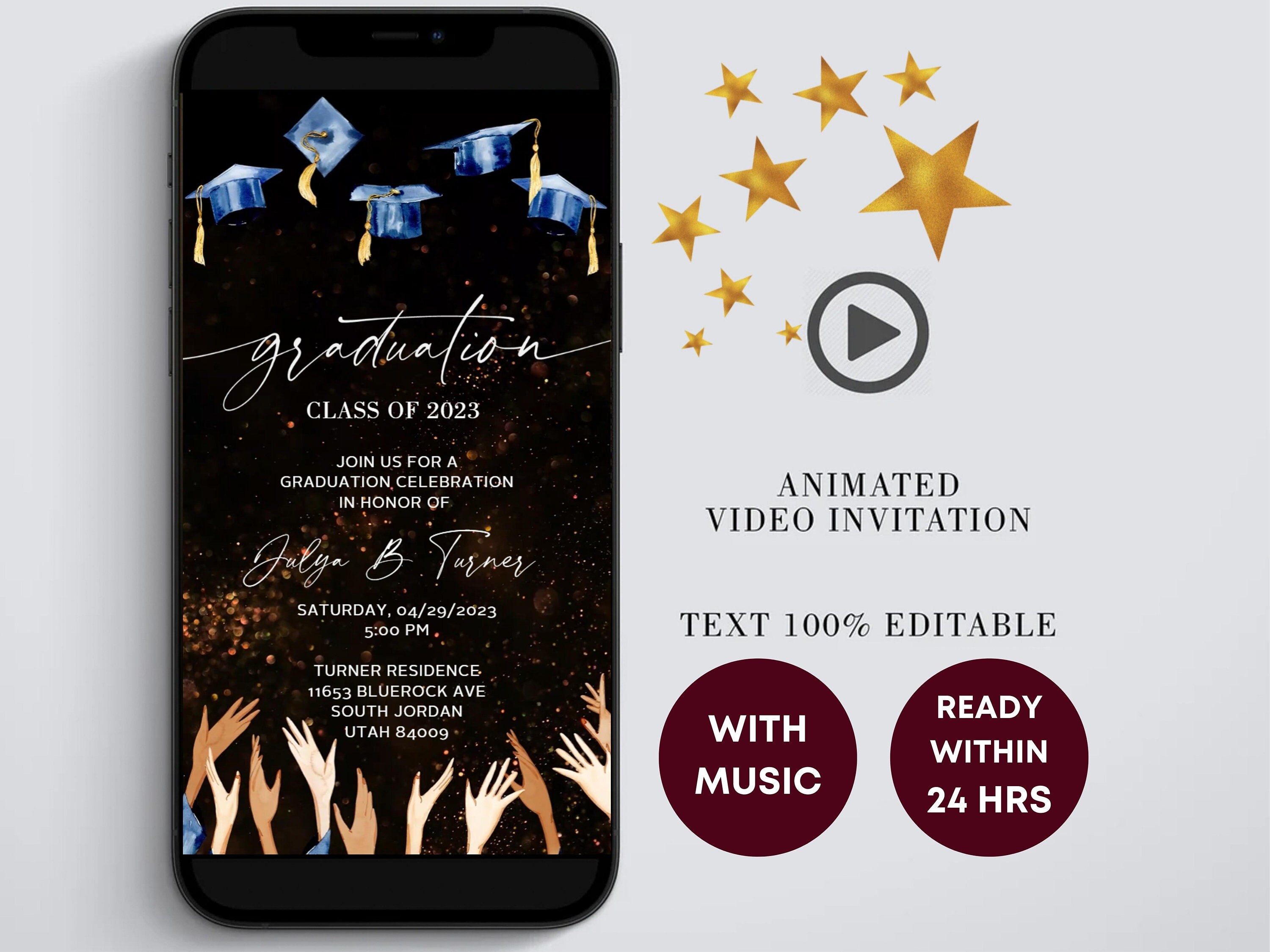 Graduation Party Video Evite Electronic Graduation Invite - Etsy