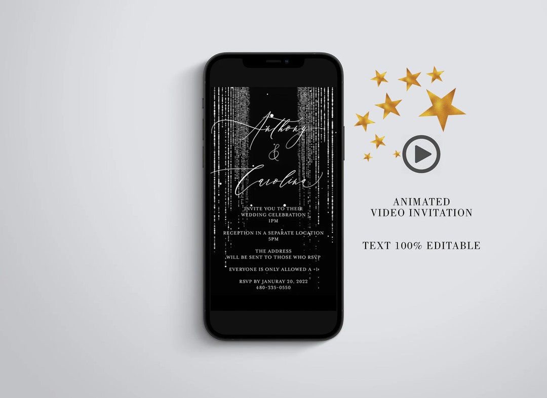 Custom Wedding Invitation Video, Silver and Black Design, Video Editing ...