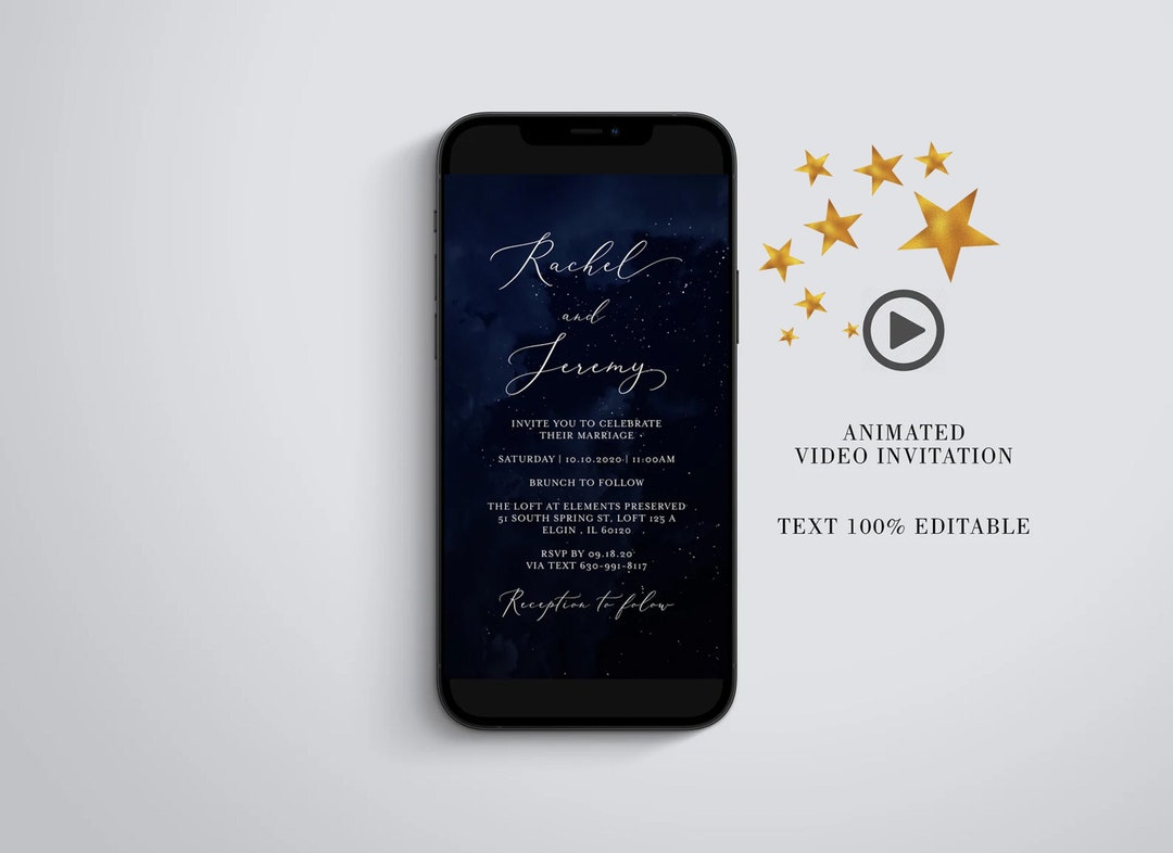Starry Night Wedding Video Invitation, Electronic Animated Invite ...