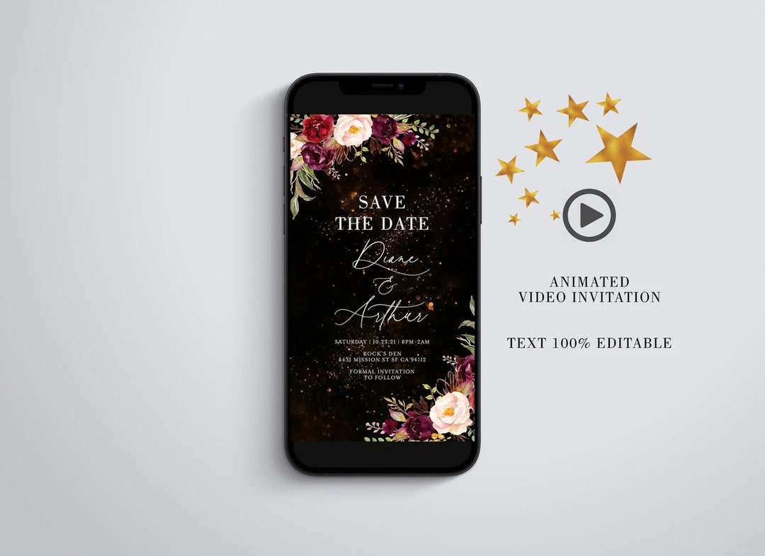 Elegant Save the Date Video Invitation: Animated Wedding E-card - Etsy
