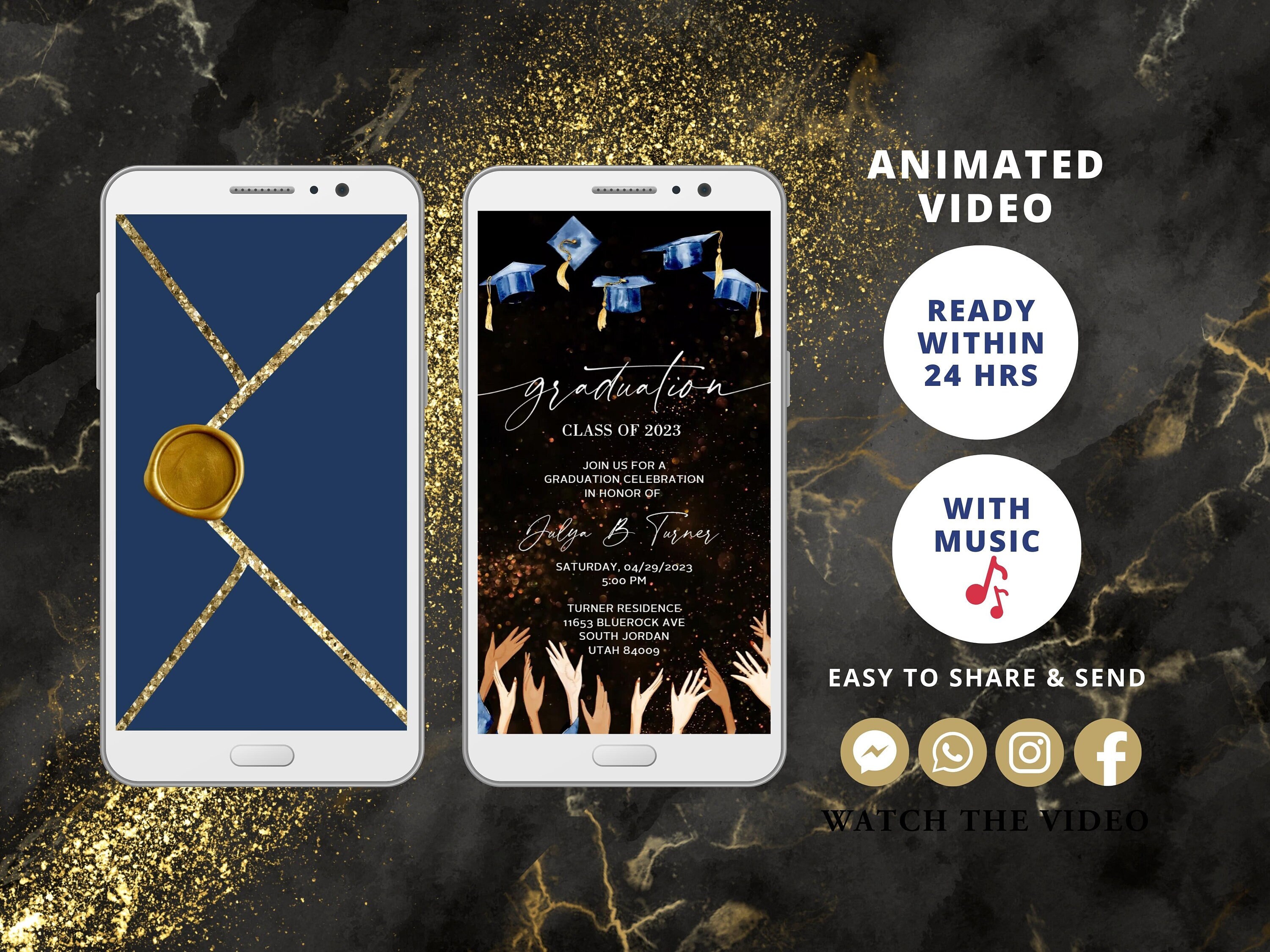 Graduation Party Video Evite Electronic Graduation Invite - Etsy