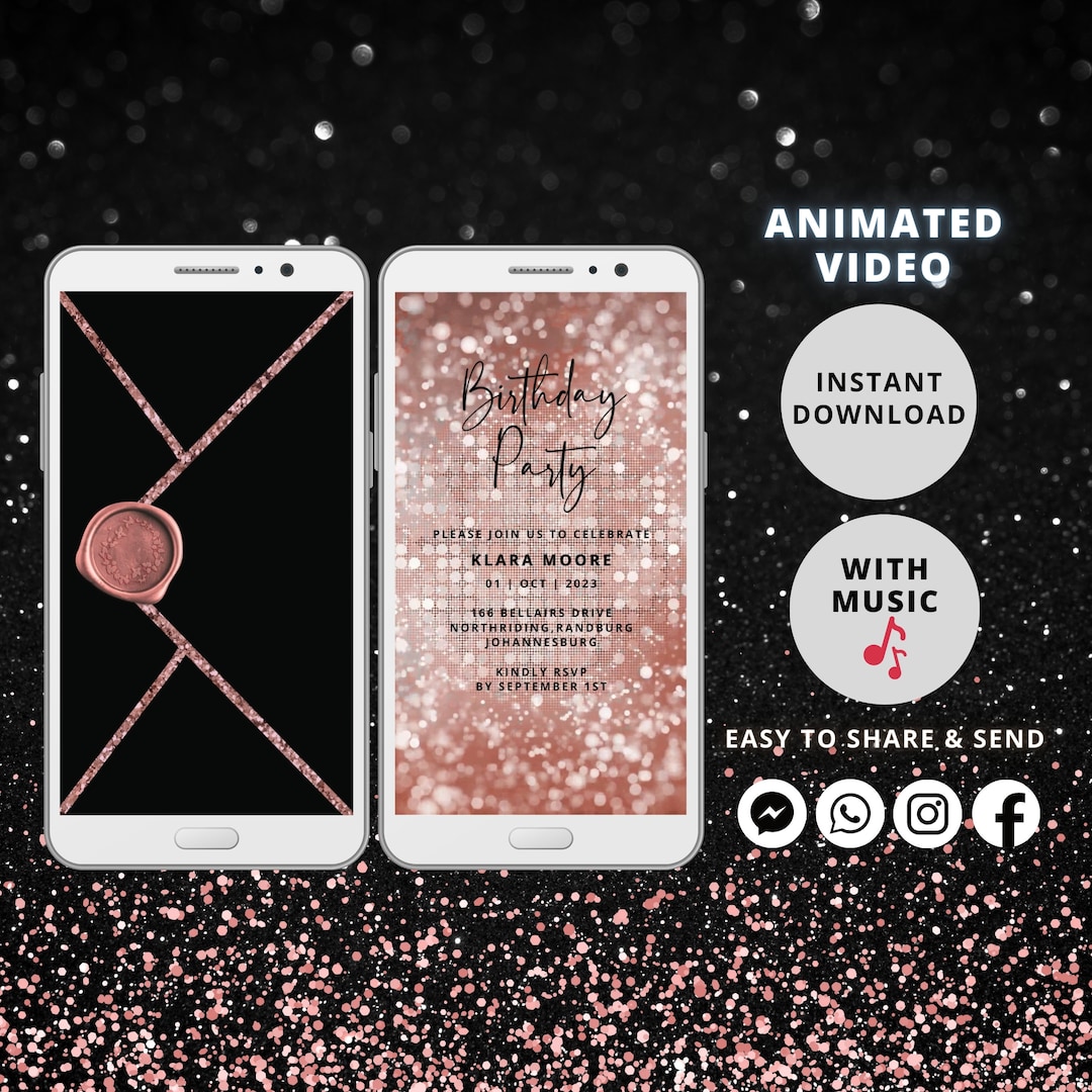 Electronic Birthday Invitation Template, Digital Birthday Invite, Any ...