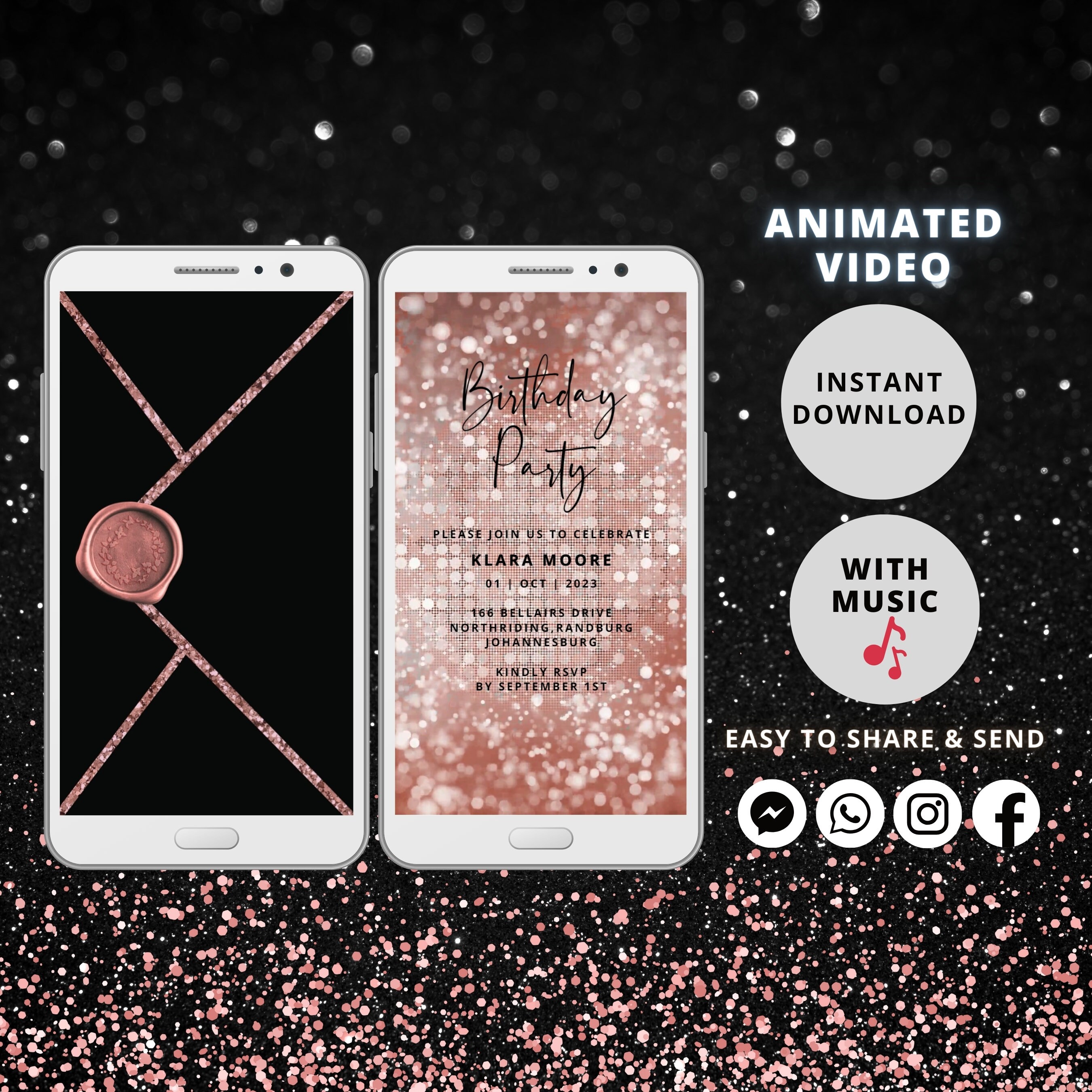 Electronic Birthday Invitation Template, Digital Birthday Invite, Any ...