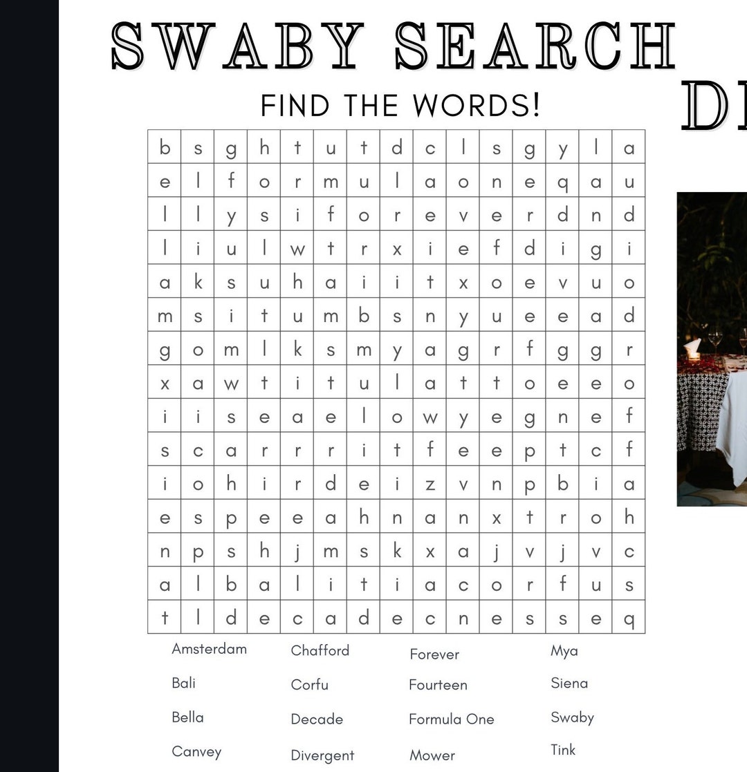 Personalised Word Search for Events Hen Do, Wedding Day, Showers - Etsy