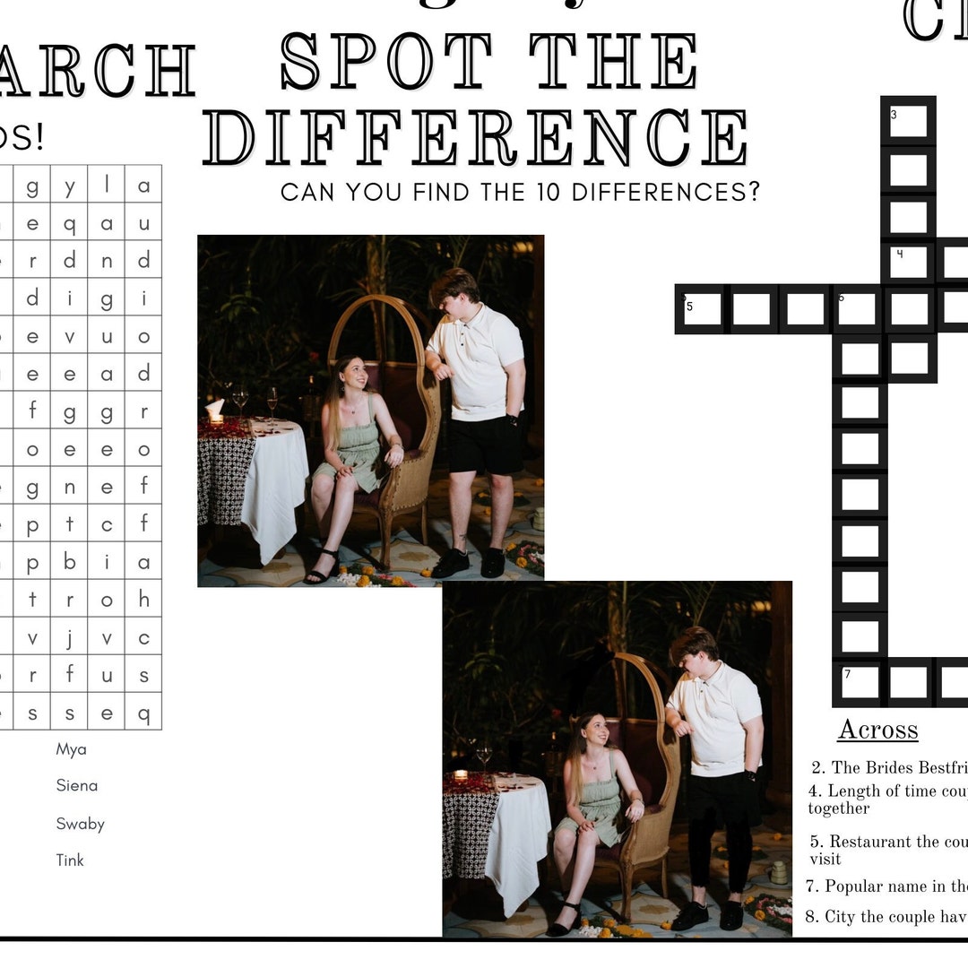 Personalised Spot the Difference for Events Hen Do, Wedding Day ...