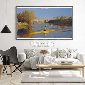 Lake Sports Landscape Art Print / Vintage Lake Painting PRINTABLE / Oil on Canvas / the Champion ...