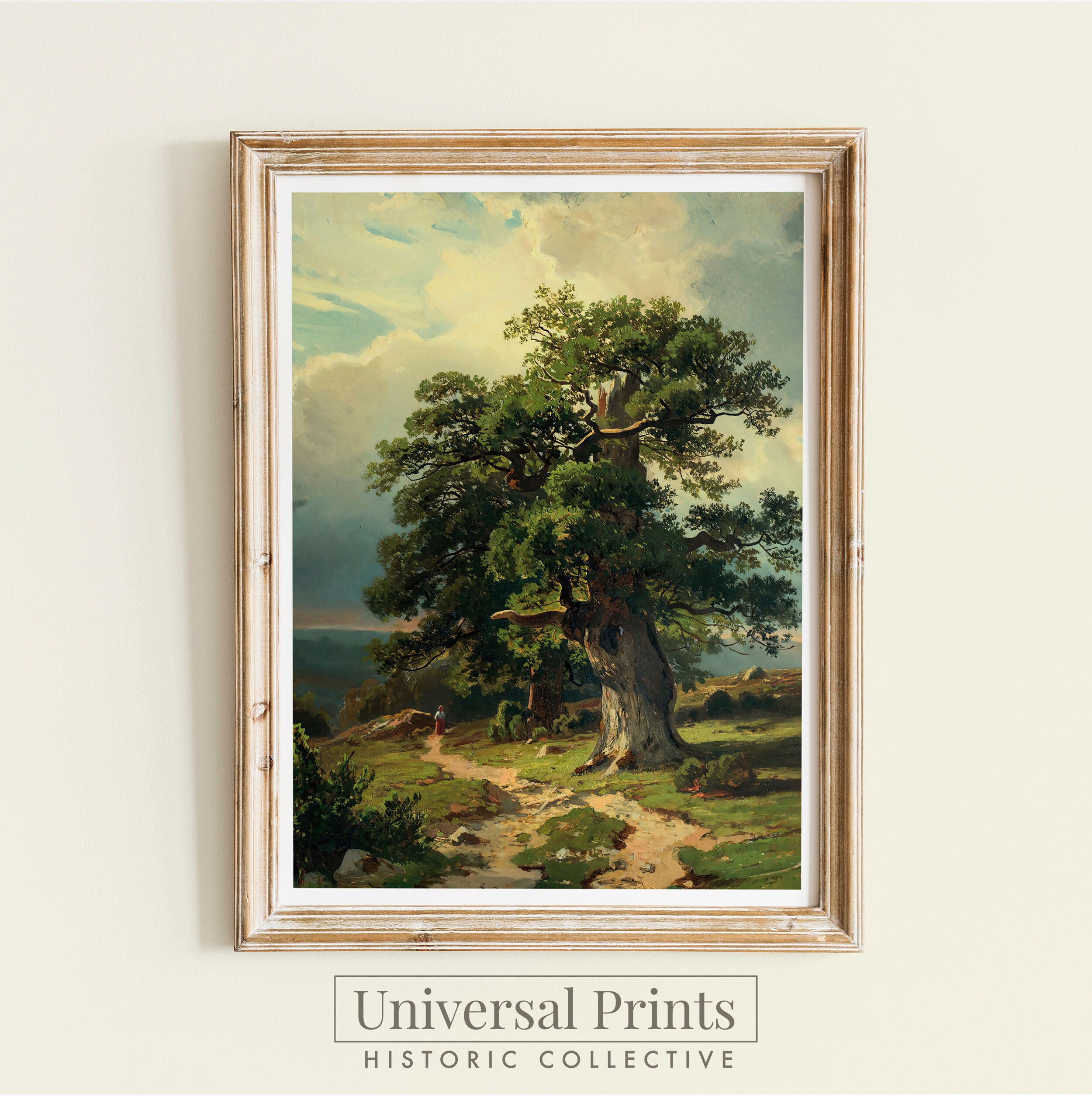 Oak Trees Art Print / Landscape Painting / Vintage Painting / PRINTABLE ...
