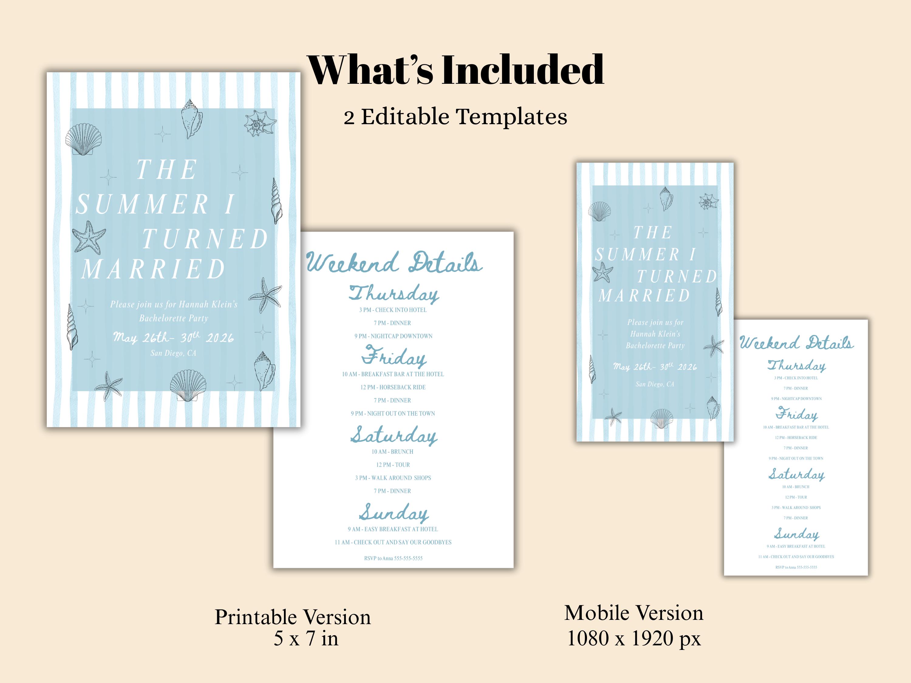 The Summer I Turned Married Bachelorette Party Invitation, Coastal Blue ...