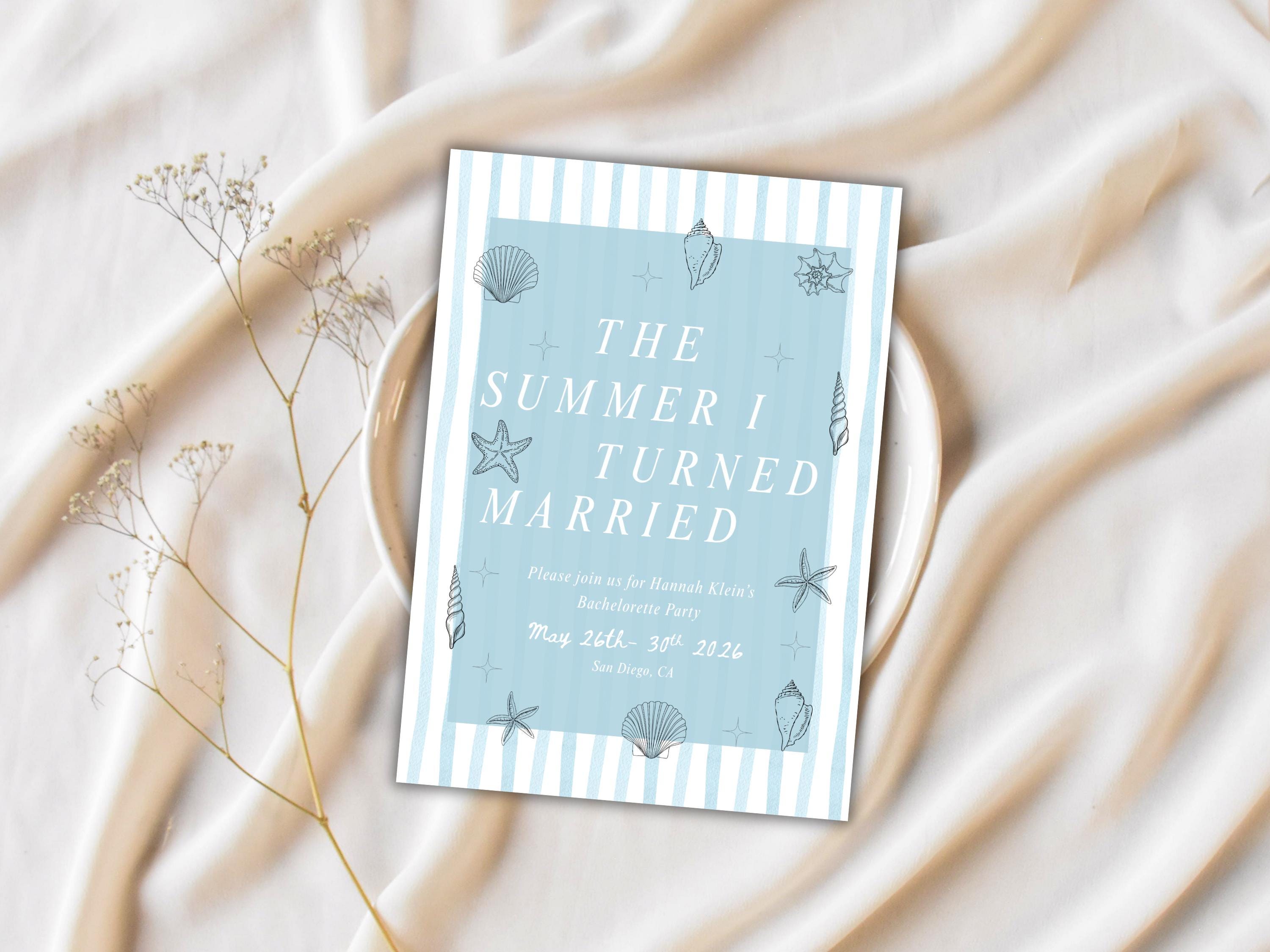 The Summer I Turned Married Bachelorette Party Invitation, Coastal Blue ...