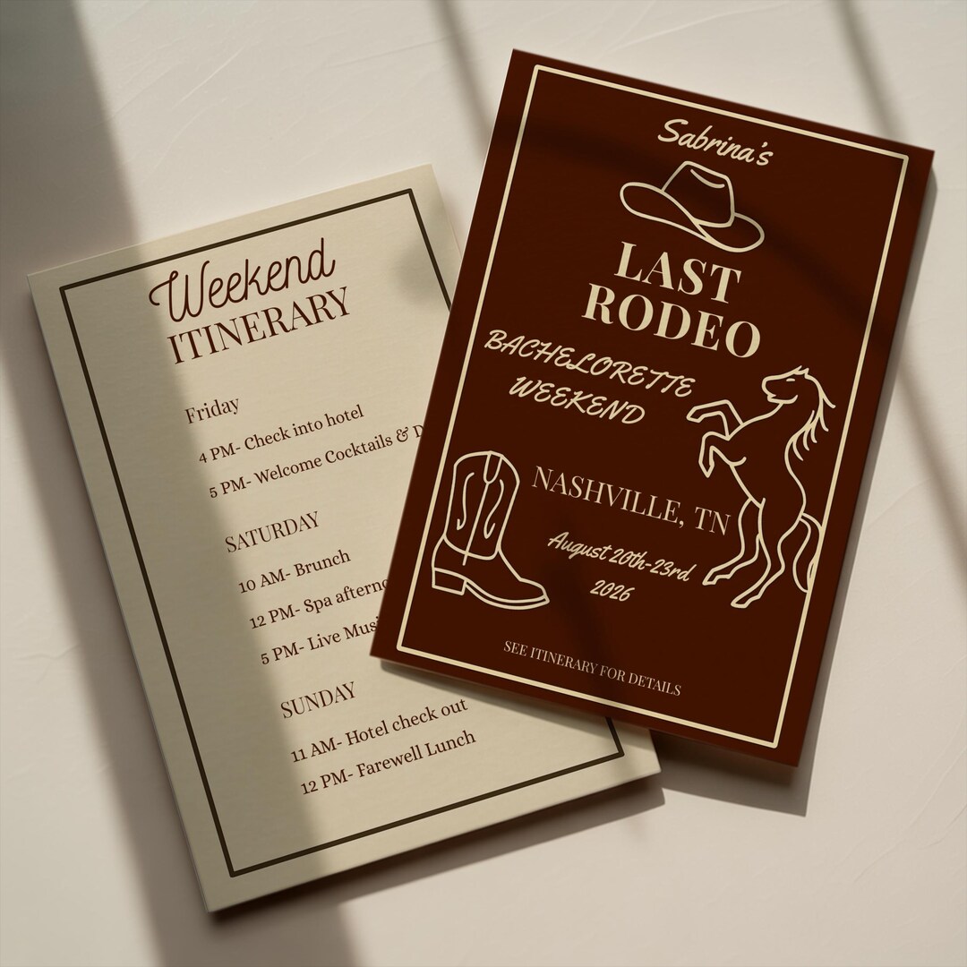 Last Rodeo Bachelorette Party Invitation, Western Cowgirl Theme Bach ...