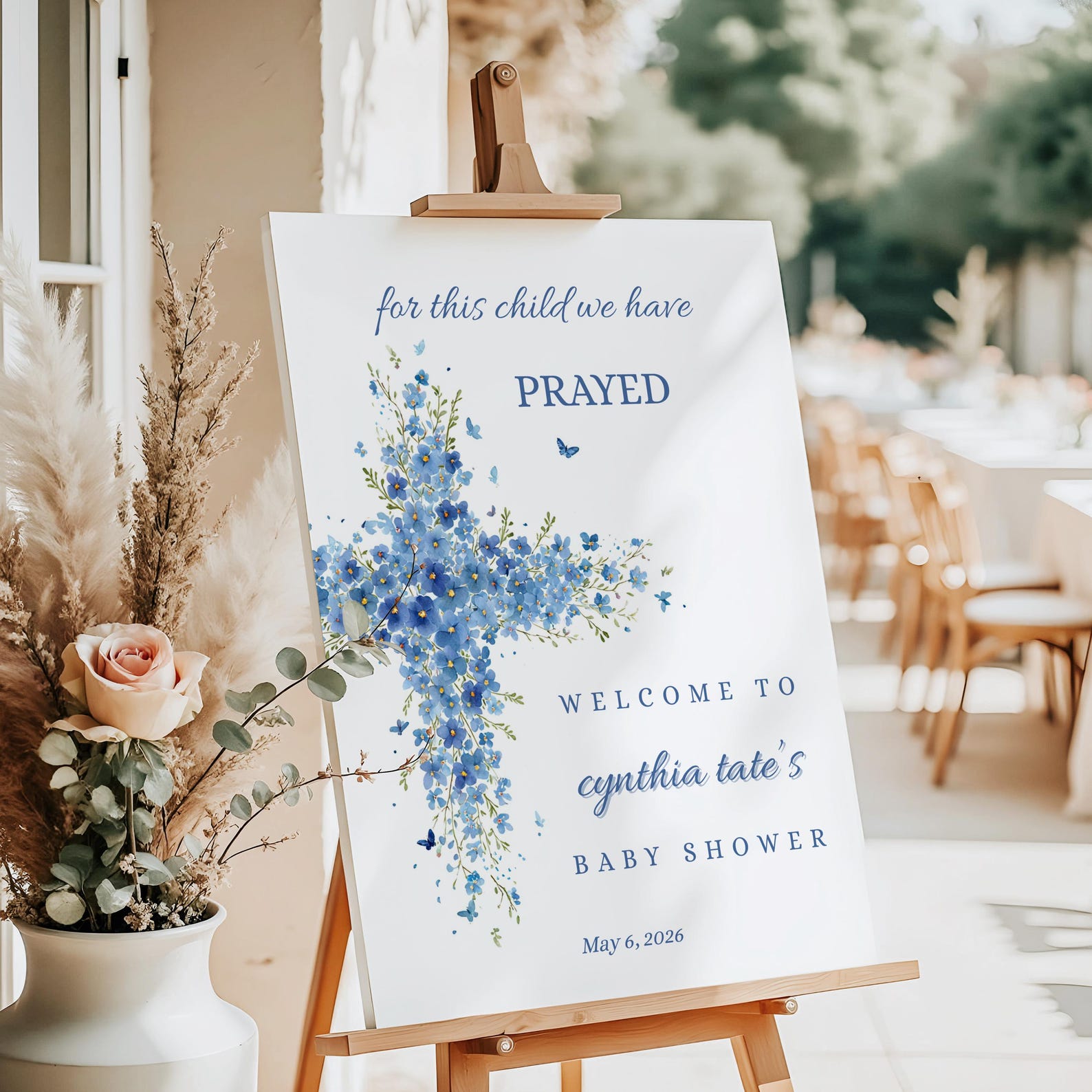 For This Child We Have Prayed Baby Shower Welcome Sign, Blue Boy Baby ...