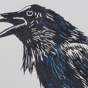 Quoth the Raven "nevermore". Hand Printed, Limited Edition, Linocut ...