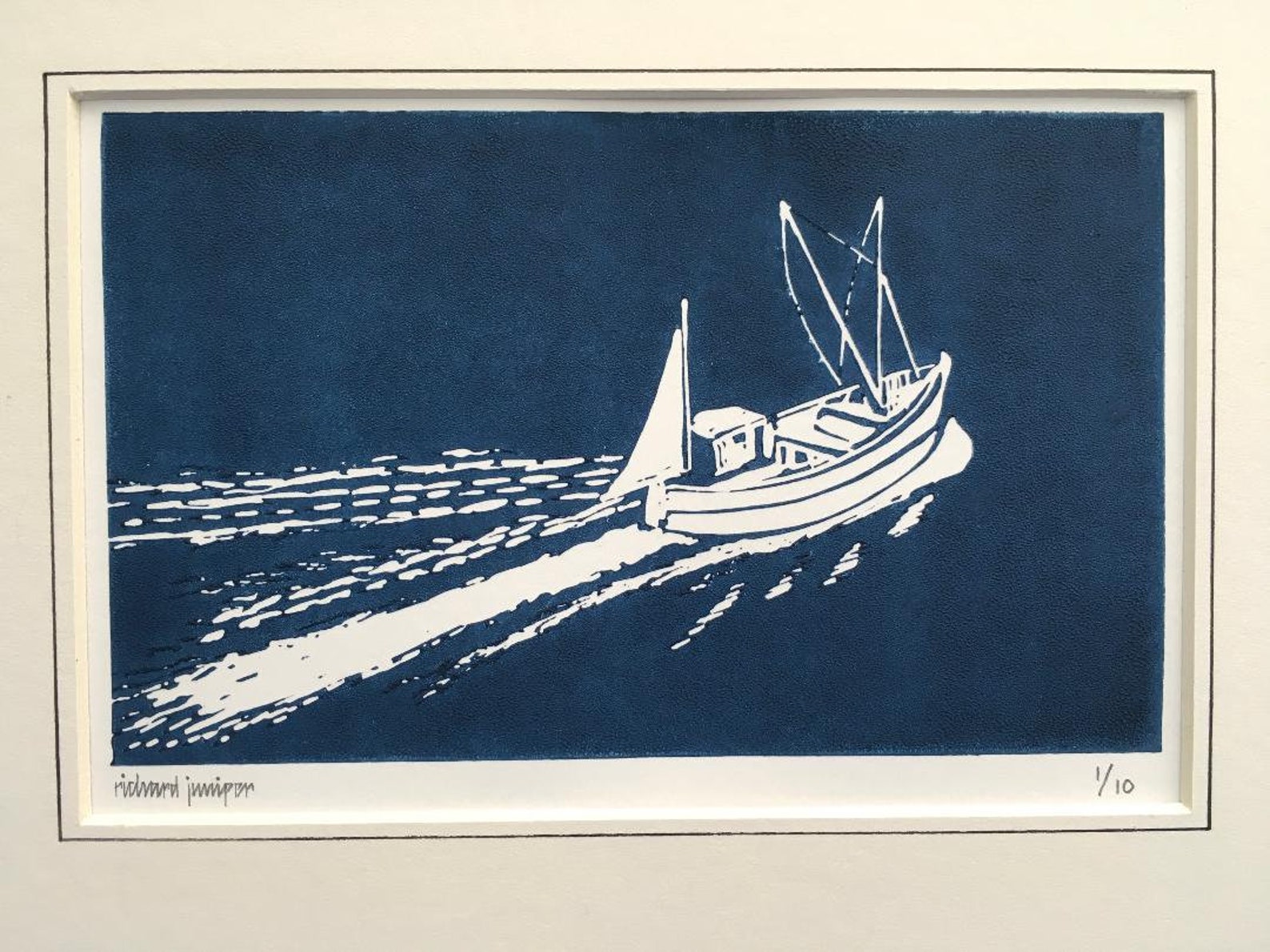 Fishing Boat. Hand Printed Linocut Design - Etsy