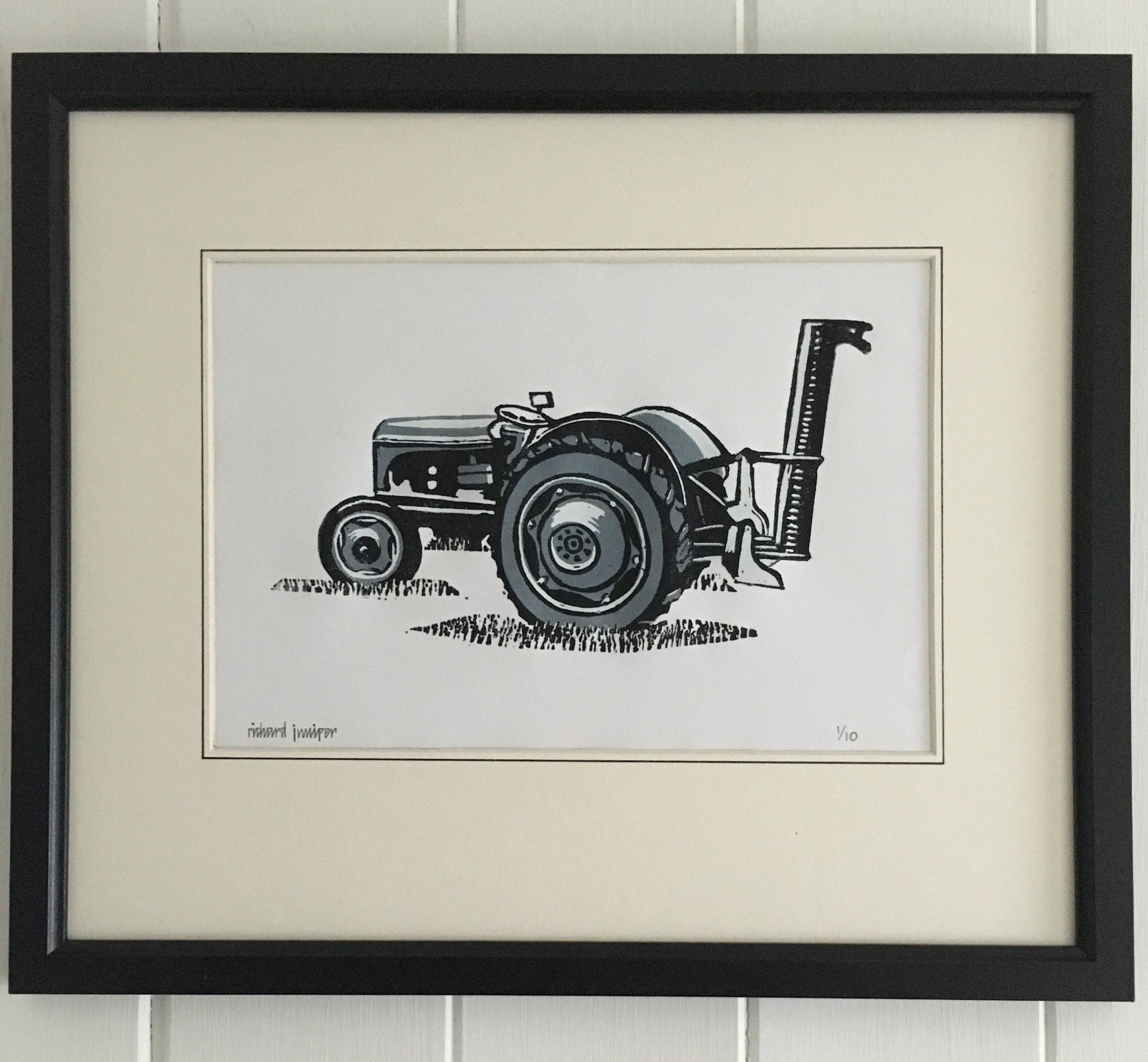 Little Grey Fergie Tractor II. Hand Printed Reduction Linocut Design ...