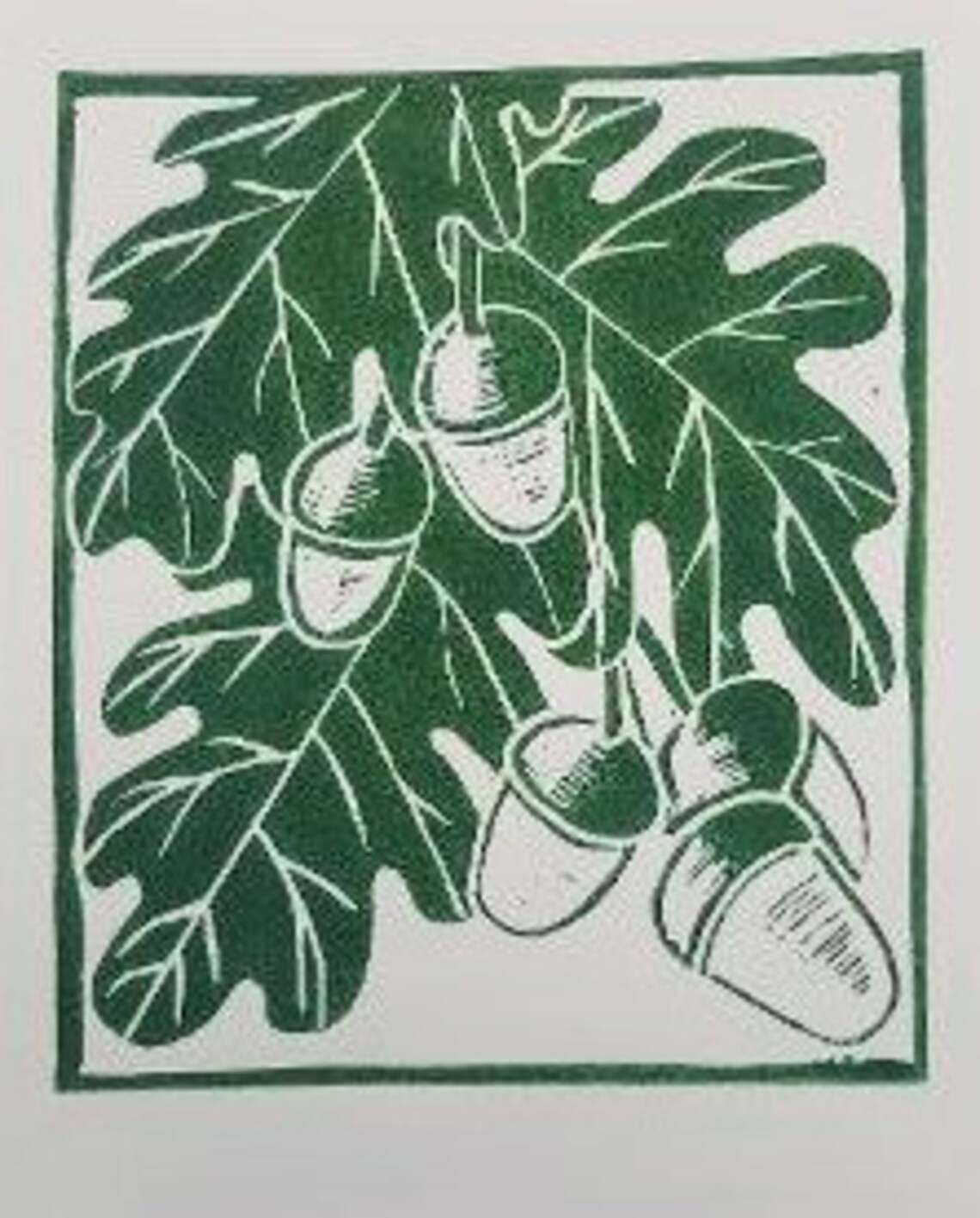 Oak Leaves and Acorns. Nature Inspired Limited Edition Linocut Print - Etsy