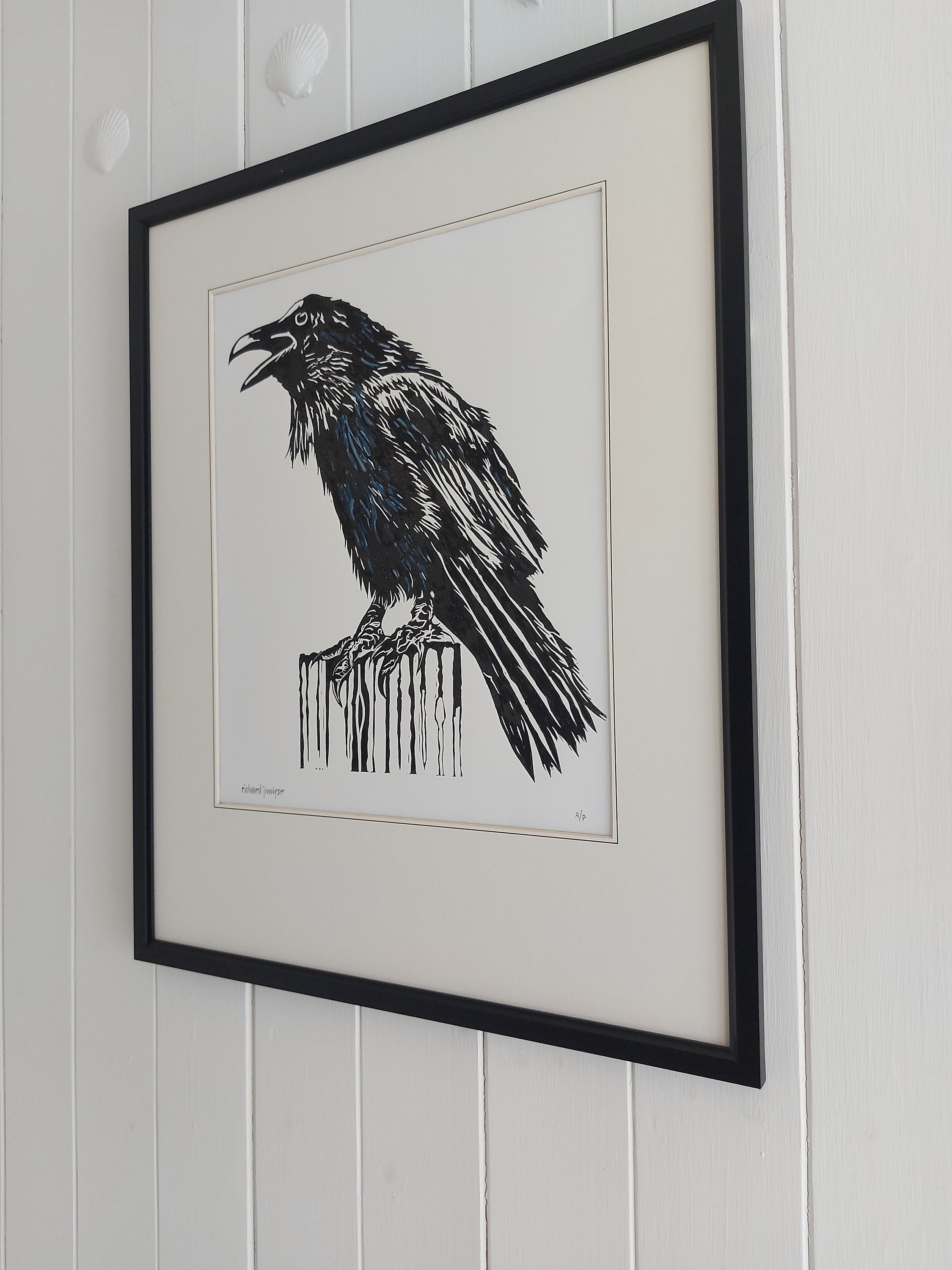 Quoth the Raven "nevermore". Hand Printed, Limited Edition, Linocut ...