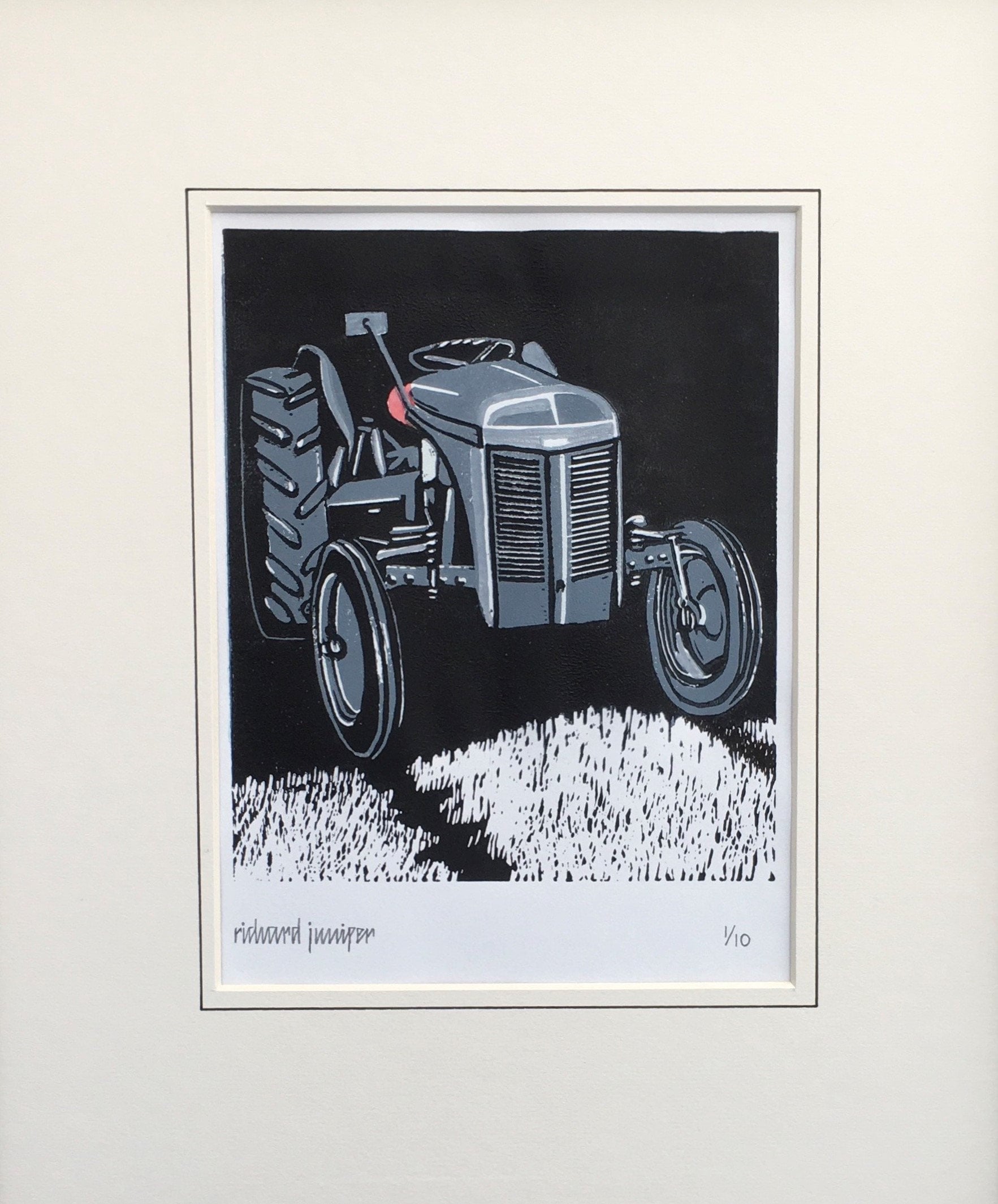 Little Grey Fergie Tractor I. Hand Printed Reduction Linocut Design - Etsy